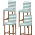 Aqua Grey White Stripe Bar Stool Cover Set of 4, Rustic Modern ...