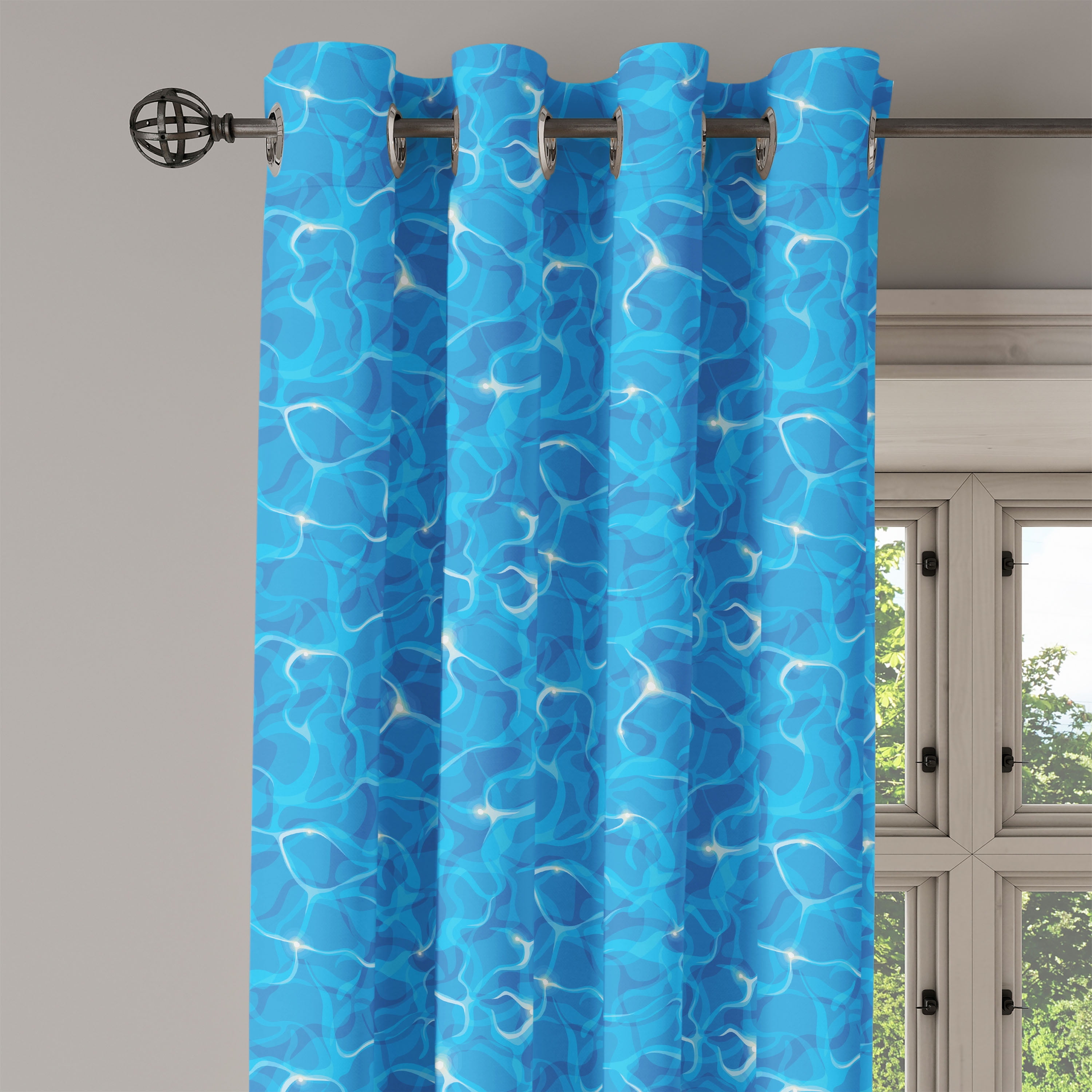 Aqua Grommet Curtain, Realistic Vivid Illustration of Water Texture ...