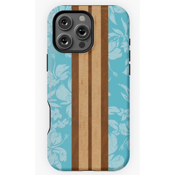 Aqua Hawaiian Surfboard Sunset Phone Case for iPhone 16 15 14 13 12 11 ...