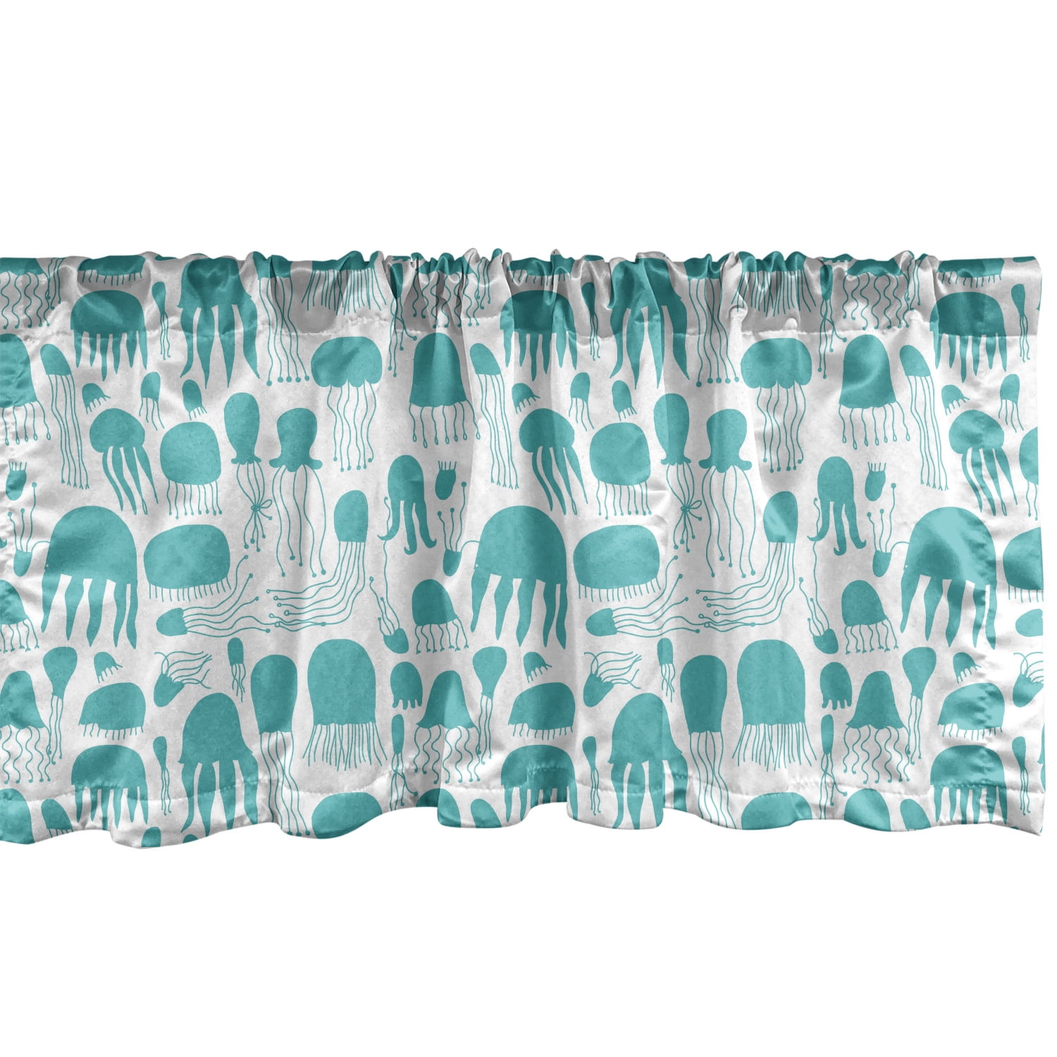Ambesonne Aqua Jellyfish Valance Pack of 2, Sea Life Silhouettes, 54 ...