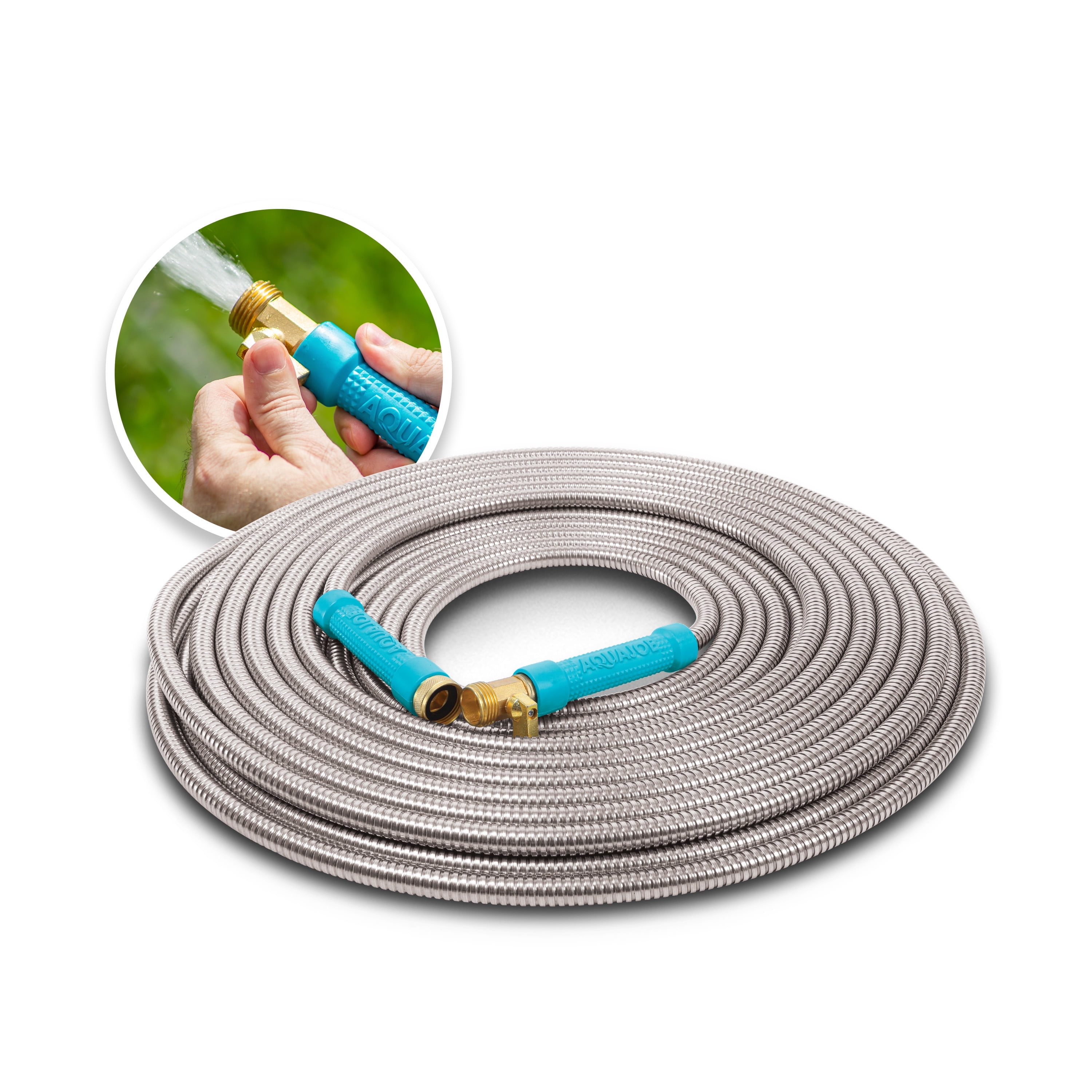 Aqua Joe Heavy-Duty Kink-Free 75-foot Garden Hose, 1/2-inch, on/off ...