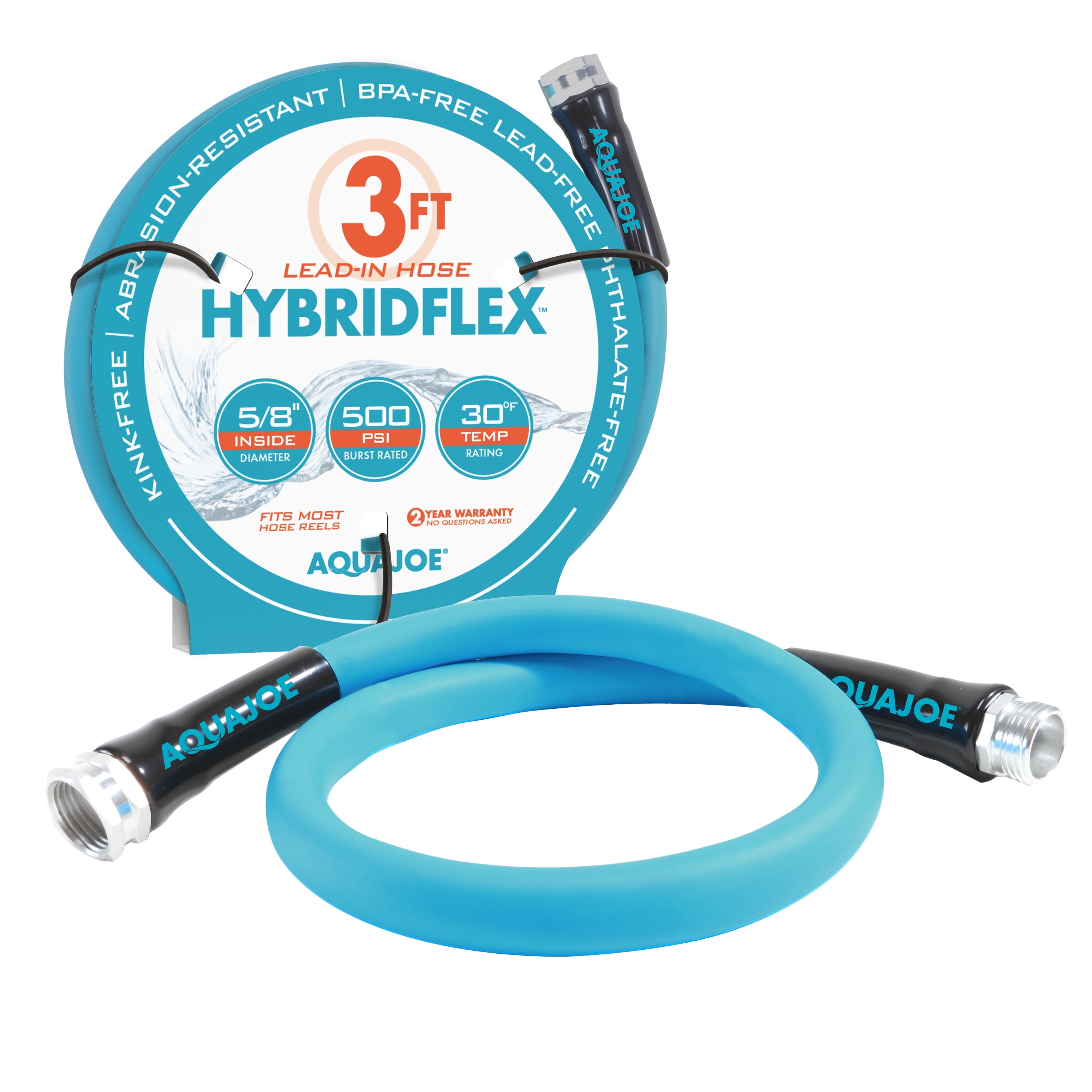 Aqua Joe Hybridflex Lead-in Kink-Free Hose, 3-Foot, 500 PSI Burst ...