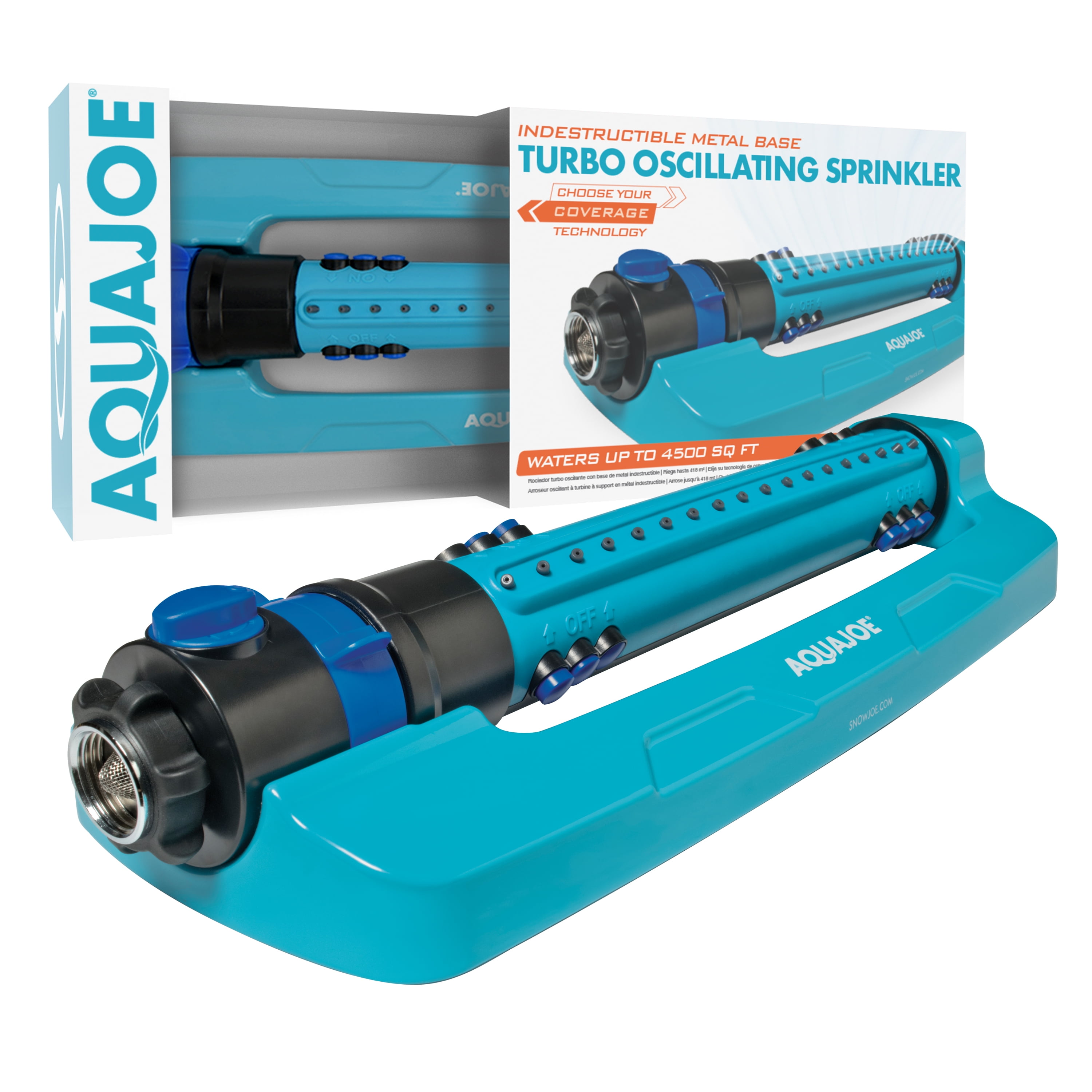 Aqua Joe Indestructible Metal Base Oscillating Sprinkler, Customizable ...