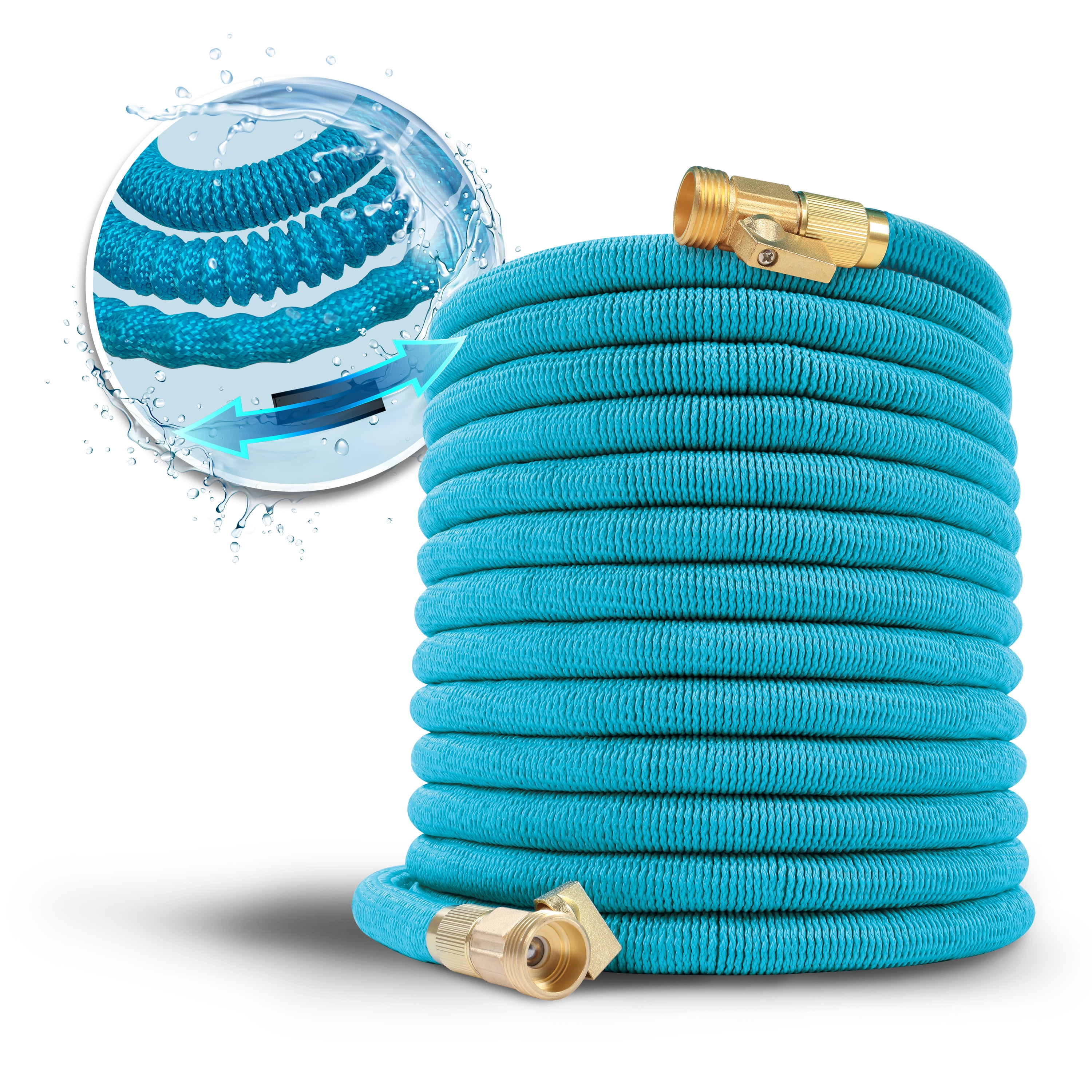 Aqua Joe Kink-Free 100-Foot Expandable Garden Hoses W/ Heavy-Duty Brass ...