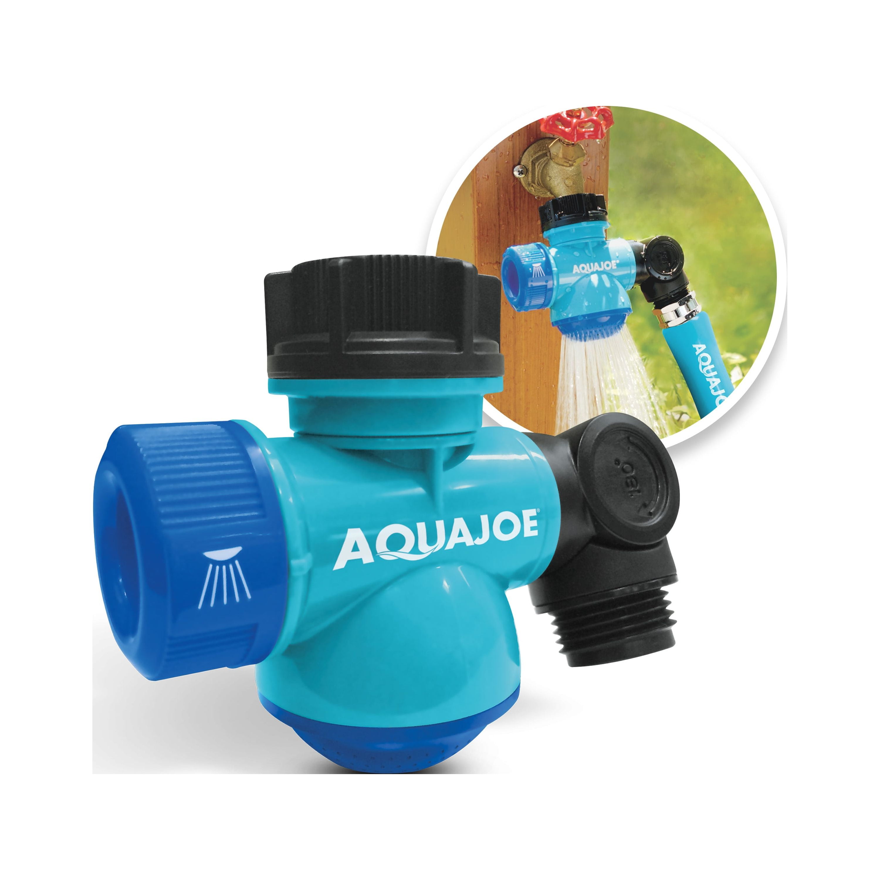 Aqua Joe Multi-Function Outdoor Faucet & Garden Hose Tap Connector ...