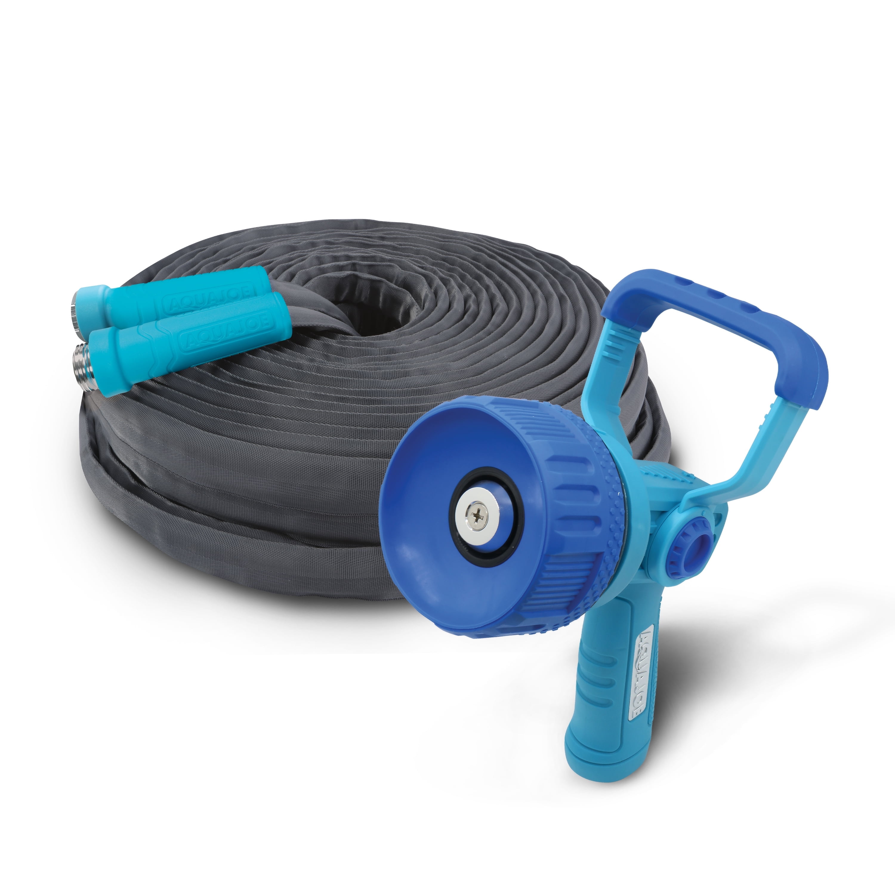 Aqua Joe Superlight Fiberjacket 100-foot Garden Hose + Fireman's Nozzle ...
