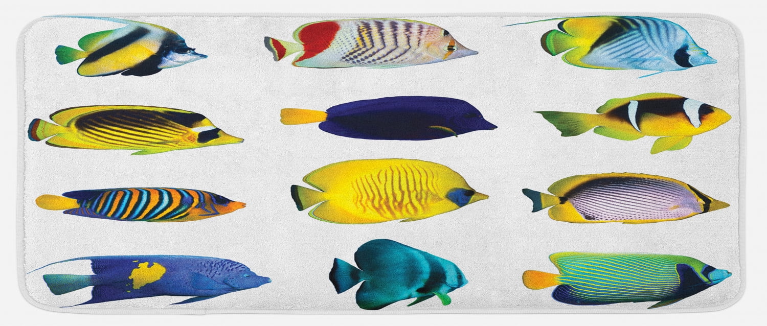 Aqua Kitchen Mat, Tropical Fish Animal with Zebrasoma Anemonefish Dive ...