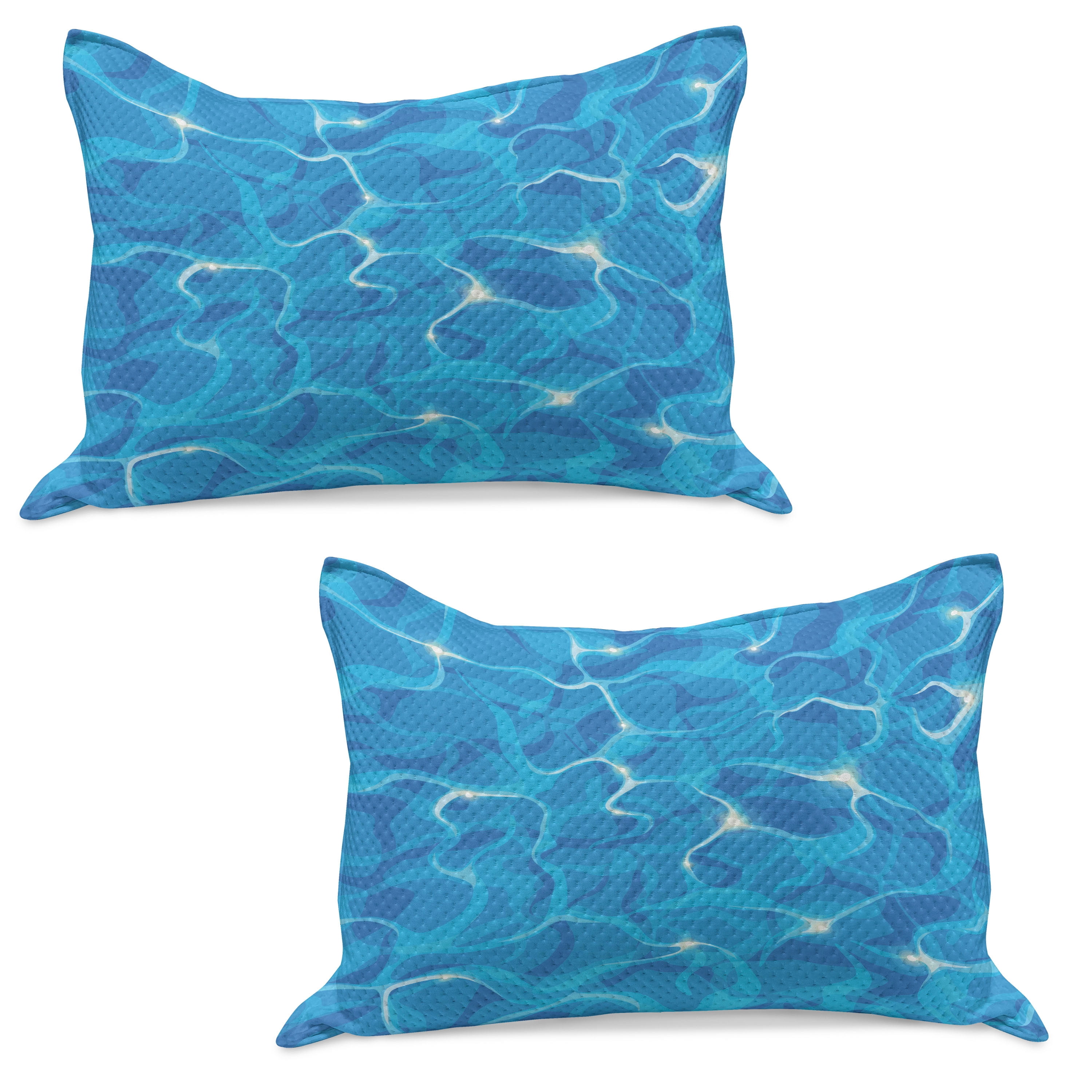 Aqua Knitted Quilt Pillowcover Set of 2, Realistic Vivid Illustration ...