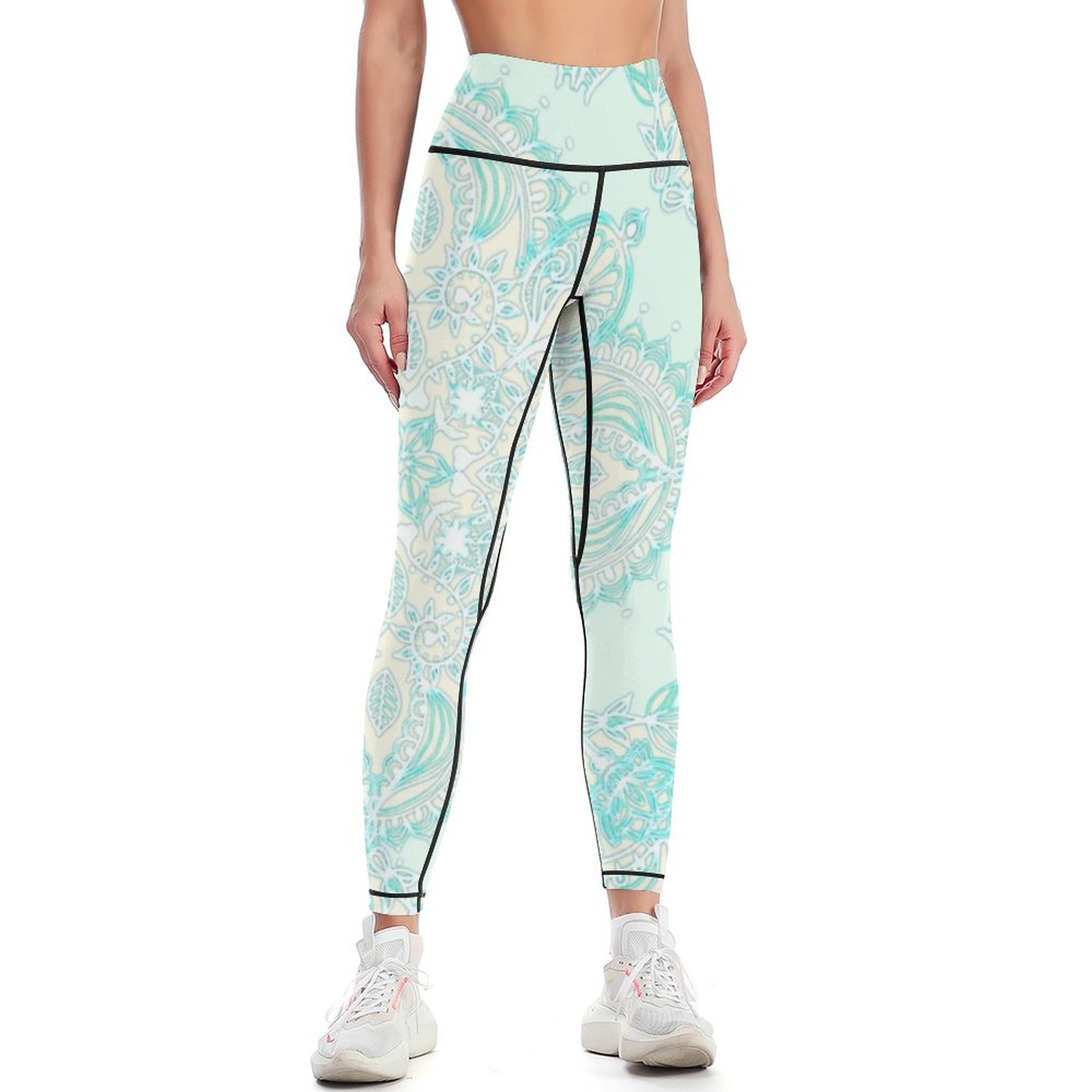 Aqua Lace Mandala on Cream - customer request Leggings Clothing fitness ...