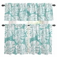 Aqua Leaf Kitchen Curtains Set for Windows, Tropical Country Watercolor ...