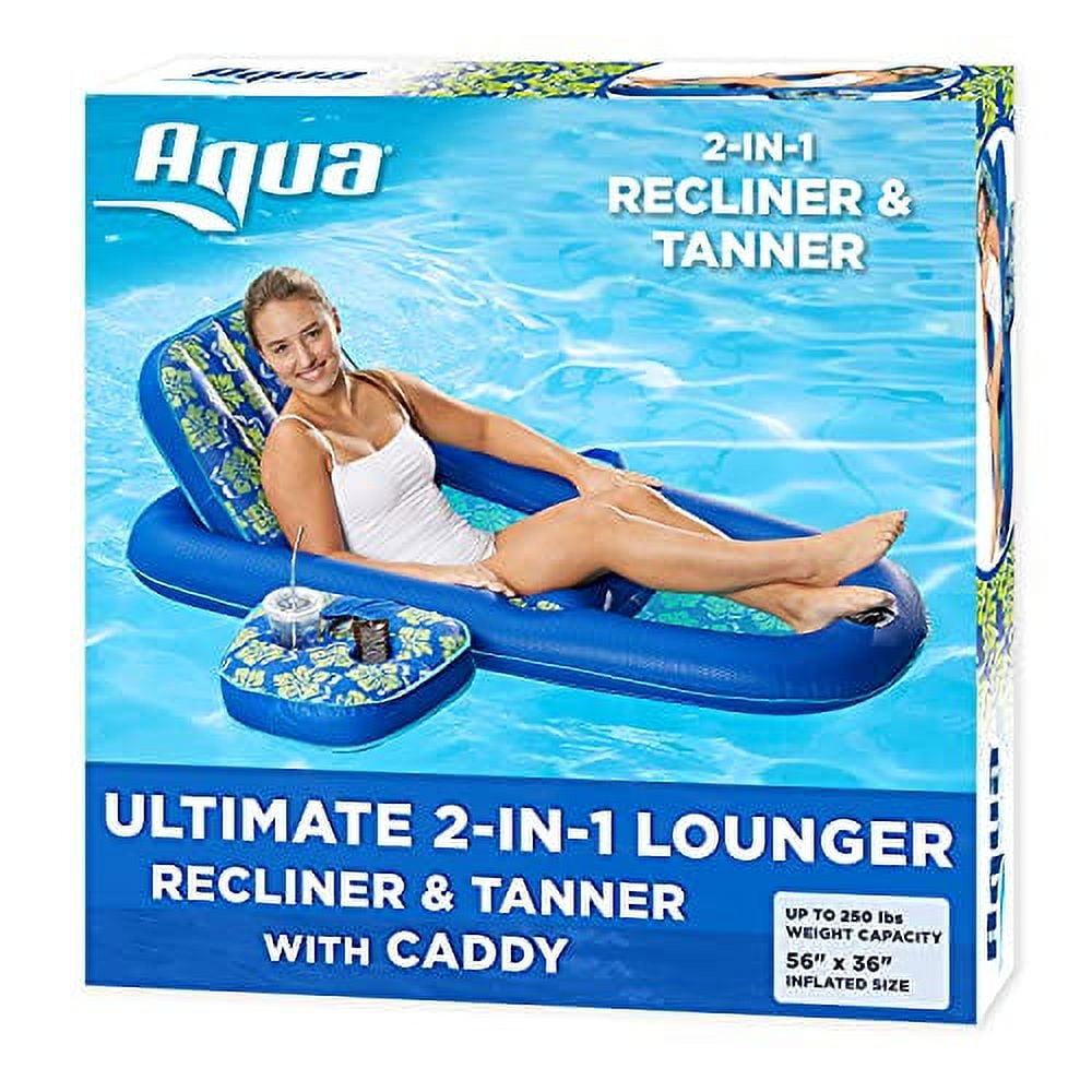 Aqua Campania 2 in 1 Pool Lounger & Tanner, Adjustable Backrest, Cup ...