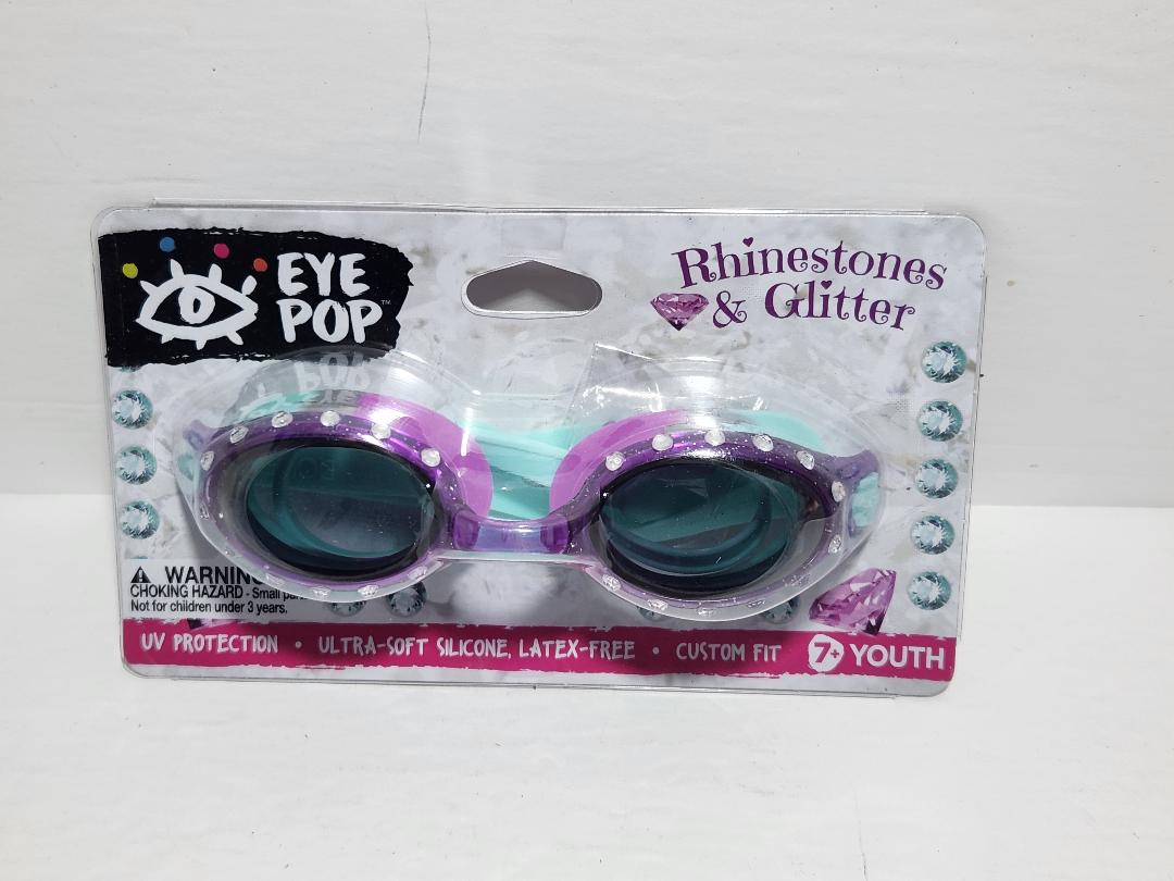Aqua Leisure Eye Pop Purple & Blue Rhinestones & Glitter Youth Swim ...