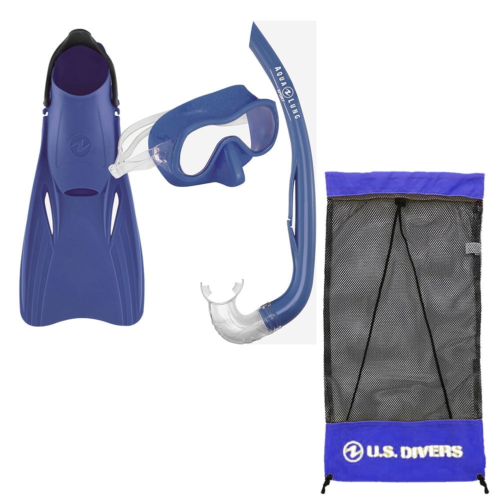 Aqua Lung Sport Kids Badger Mask, Pony Snorkel, Plat Fins Blue L/XL ...