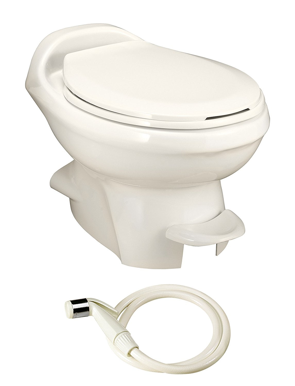 Aqua Magic Style Plus RV Toilet with Hand Sprayer / Low Profile / Bone ...