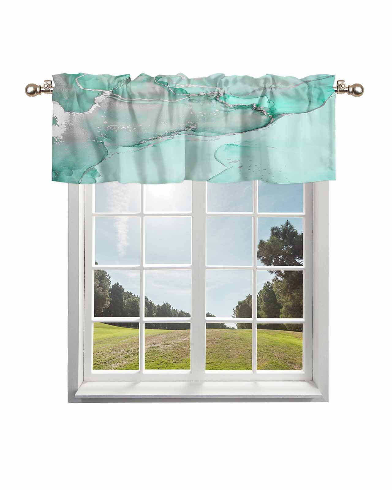 Aqua Marble Curtain Valance for Windows/Living Room/Kitchen/Bathroom ...