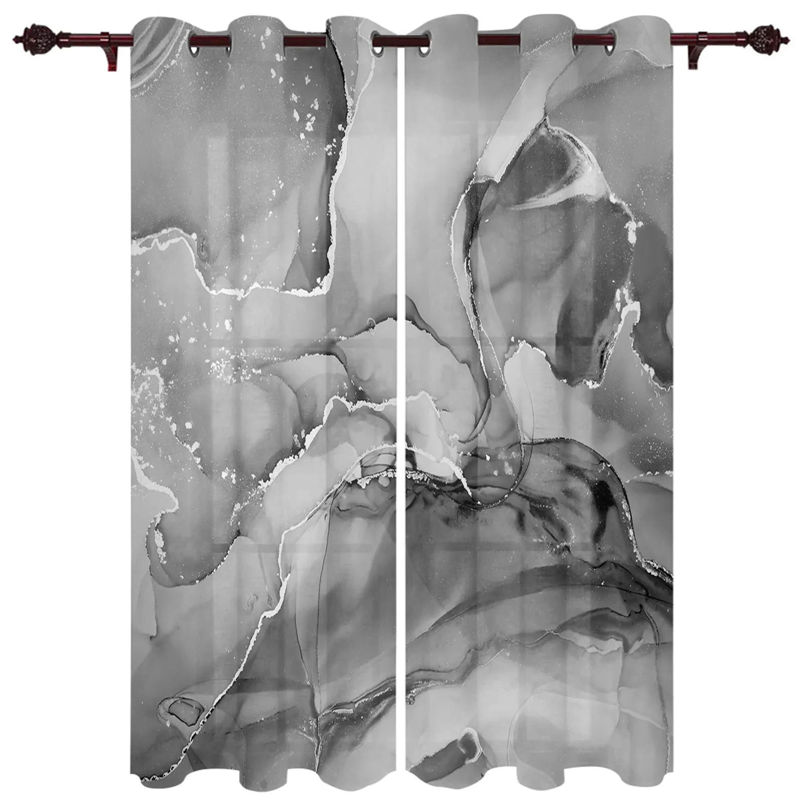 Aqua Marble Golden Lines Modern Window Curtains for Living Room Bedroom ...