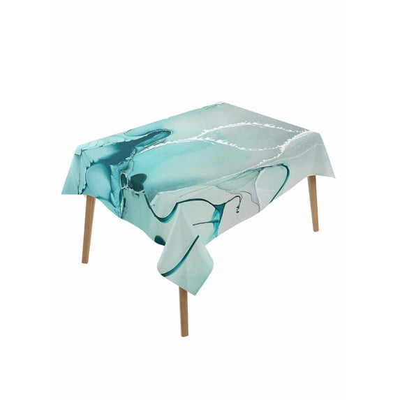 Aqua Marble Table Cloth, Modern Abstract Gradient Water Fluid Art ...