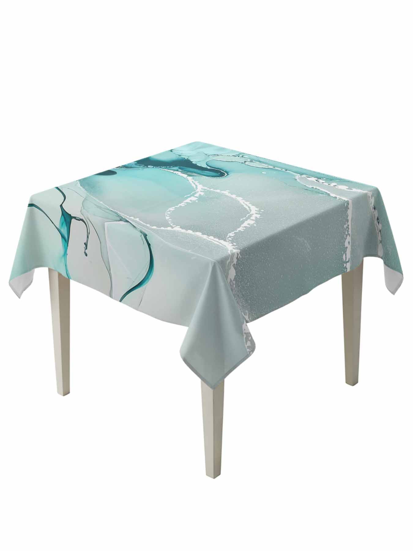 Aqua Marble Table Cloth, Modern Abstract Gradient Water Fluid Art ...