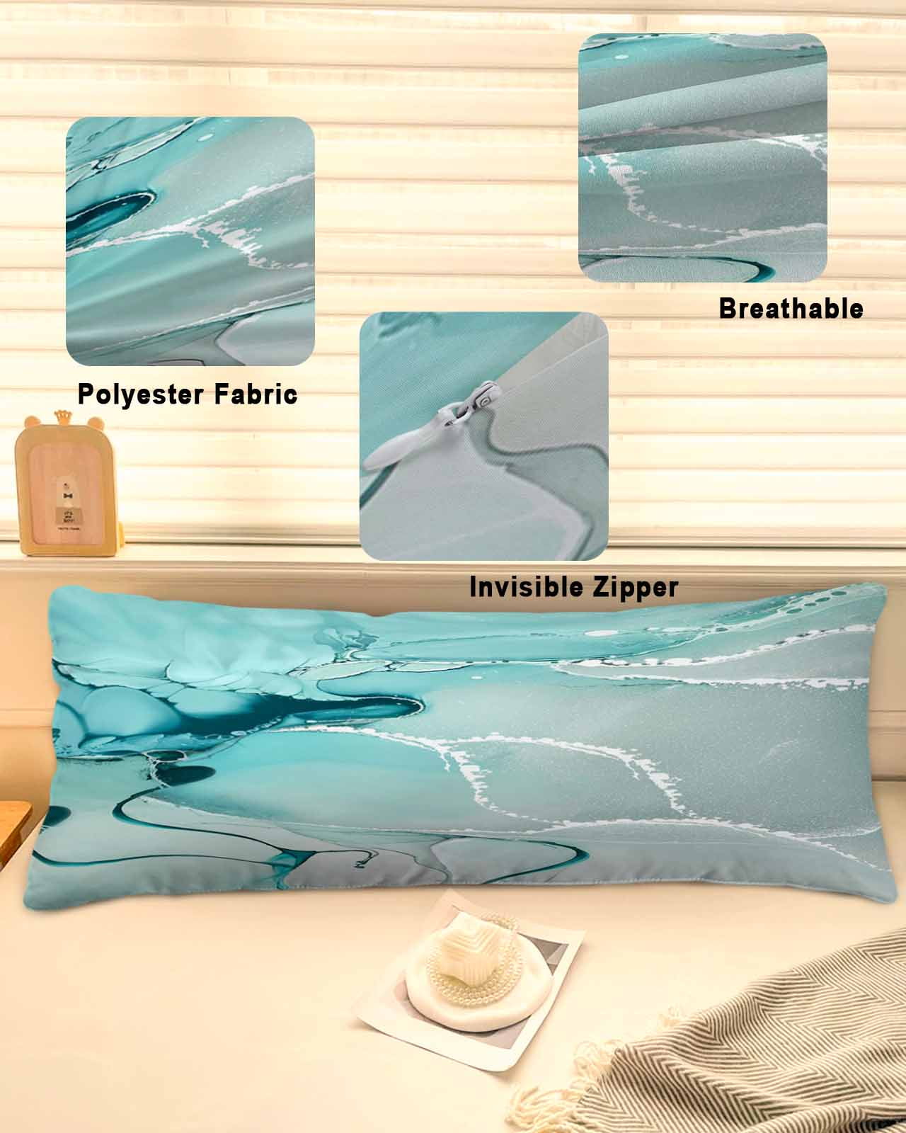 Aqua Marble Throw Pillow Covers, Modern Abstract Gradient Water Fluid ...