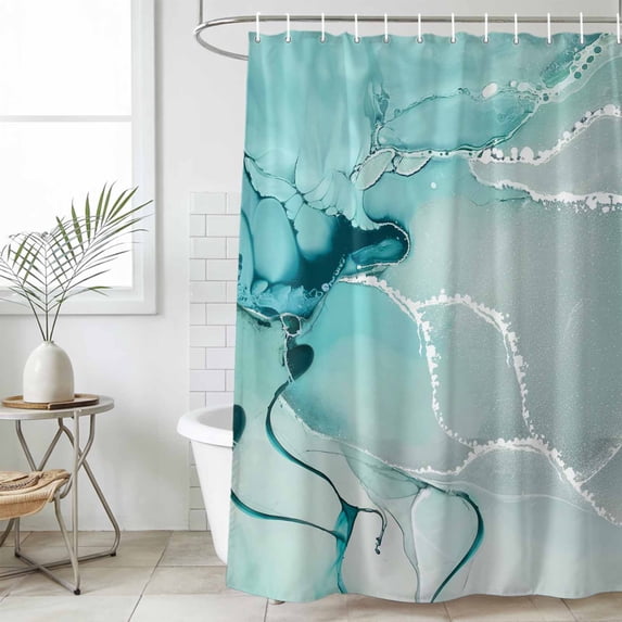 Aqua Marble Waterproof Fabric Shower Curtain,Modern Abstract Gradient ...