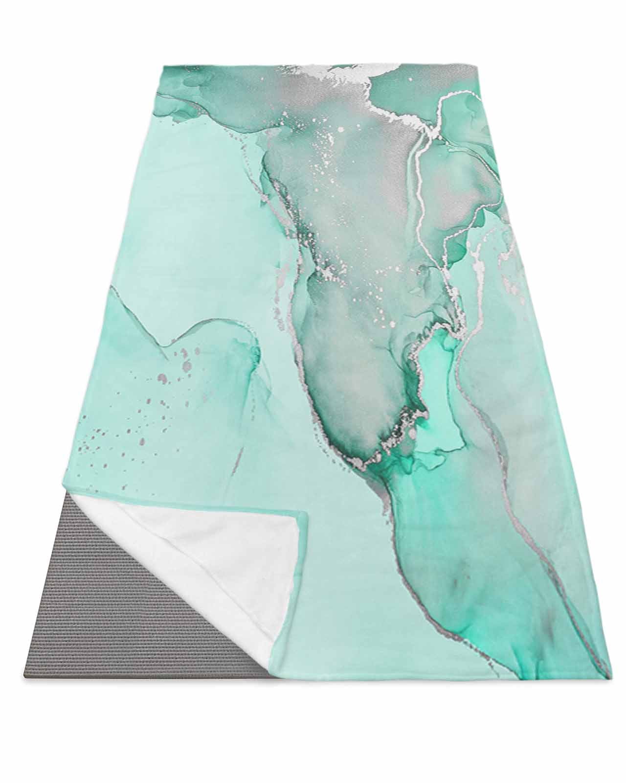 Aqua Marble Yoga Towel for Hot Yoga Non Slip, Modern Abstract Waves ...