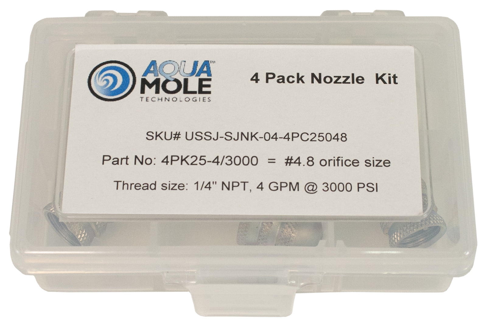 Aqua Mole (4) Pack 1/4" NPT Button Nose Sewer Jetter Nozzle 3000 PSI 4. ...