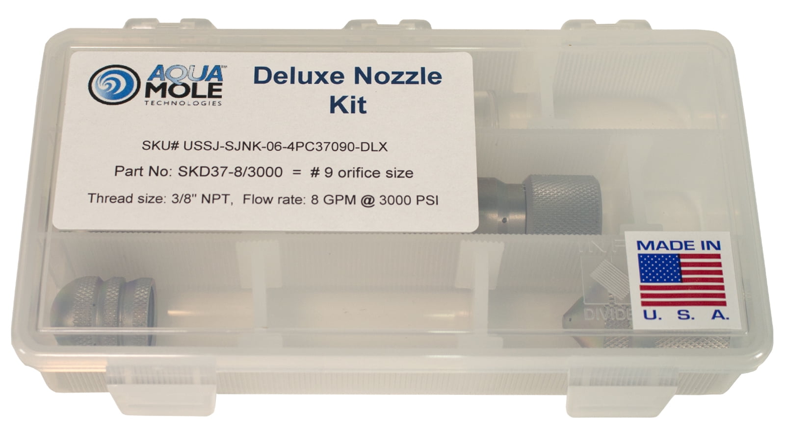 Aqua Mole 4pc Sewer Squad Deluxe Jetter Nozzle Kit 3/8" NPT 3000 PSI 9. ...