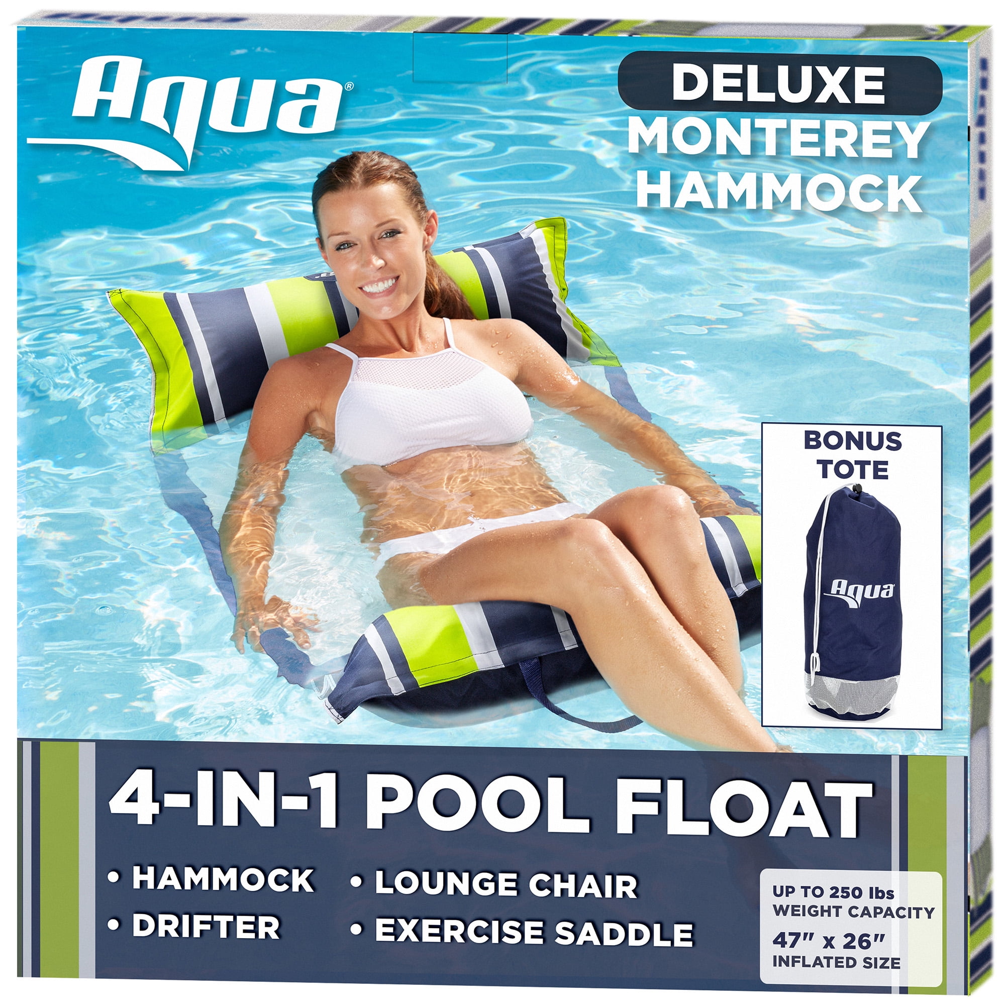 Aqua Monterey Premium Water Inflatable 4-in-1 Pool Hammock Floating ...