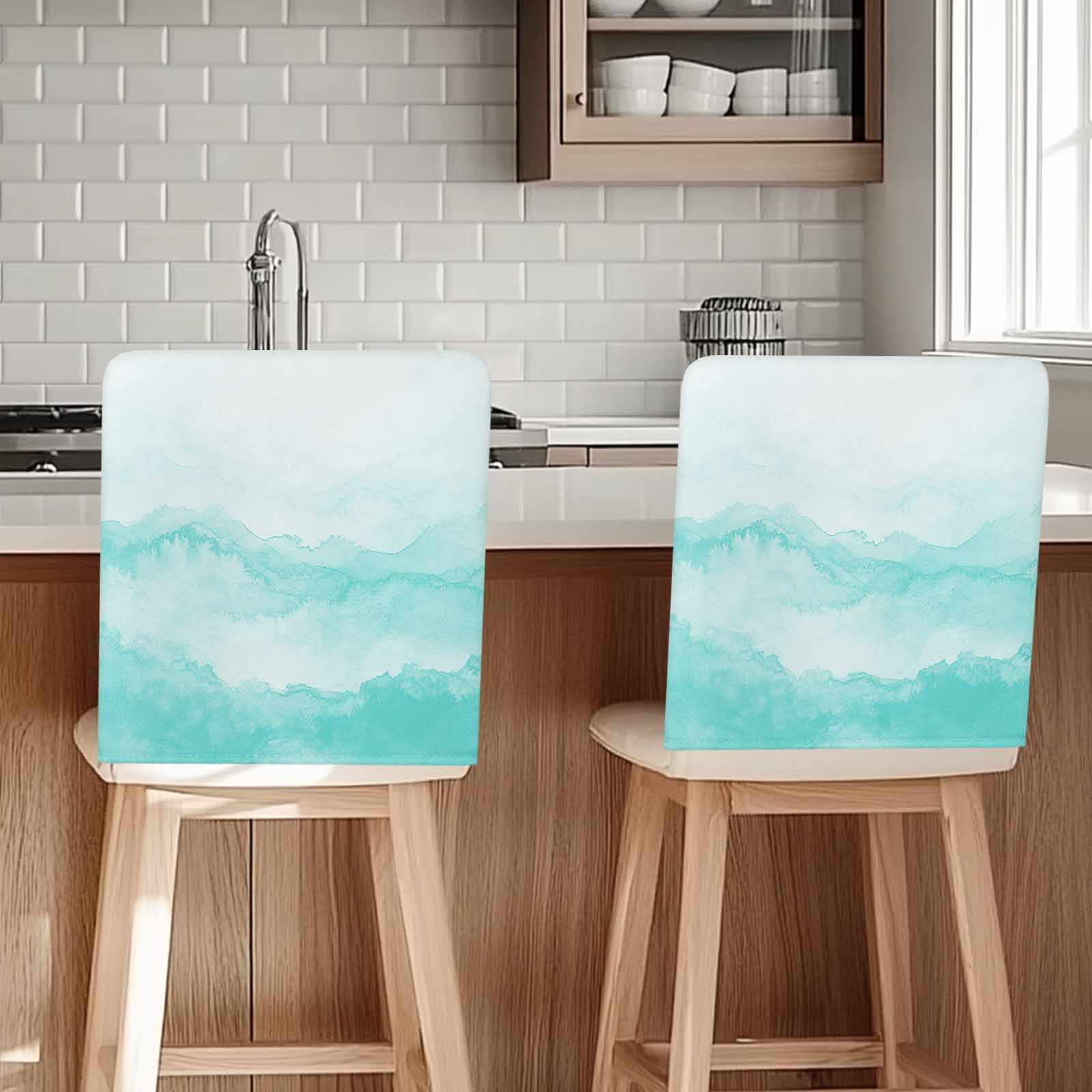 Aqua Mountain Gradient Chair Covers Set of 8 Watercolor Texture ...