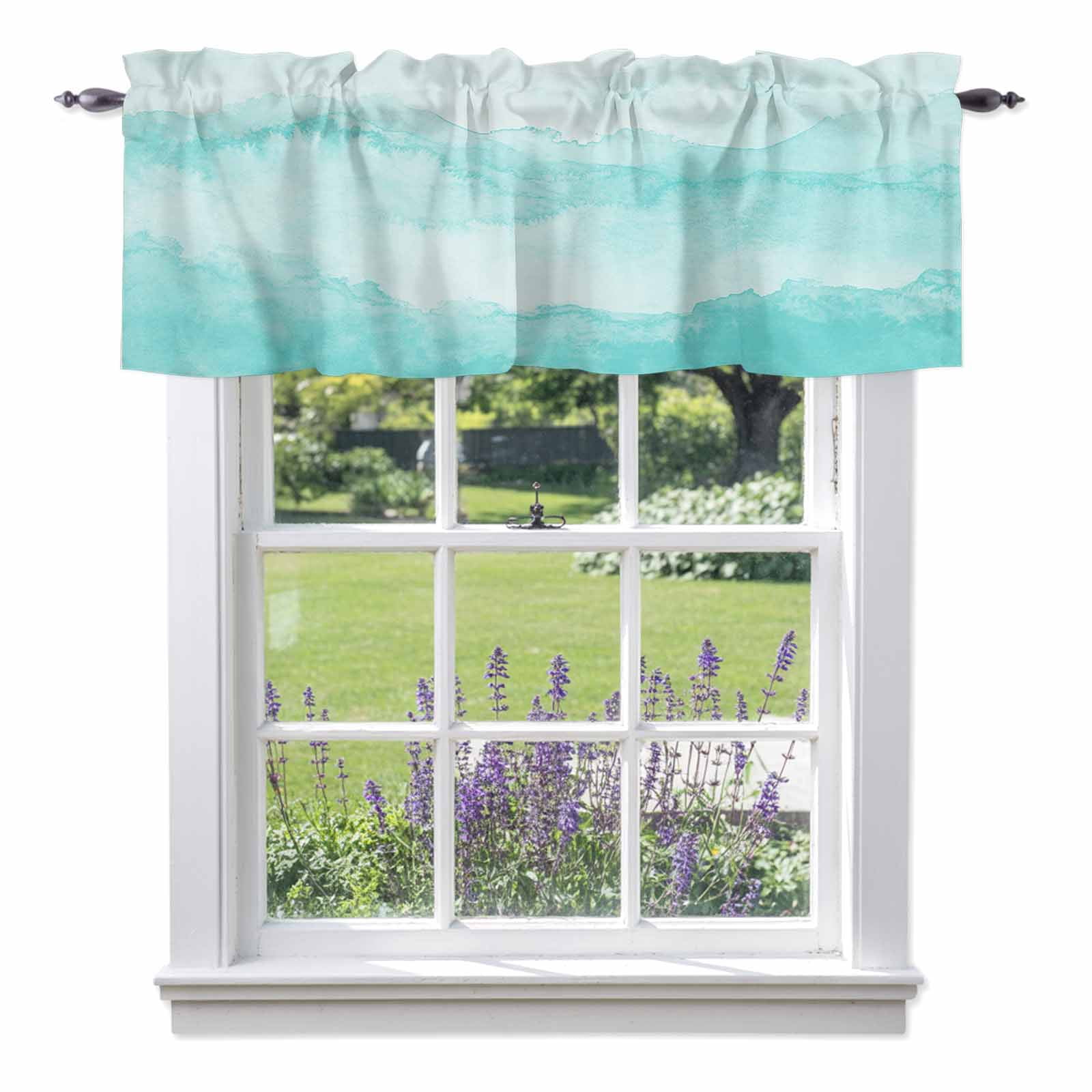 Aqua Mountain Gradient Valances for Windows, Watercolor Texture ...