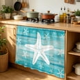 Aqua Nautical Starfish Cabinet Curtains 35" W x 35" L Coastal Modern ...