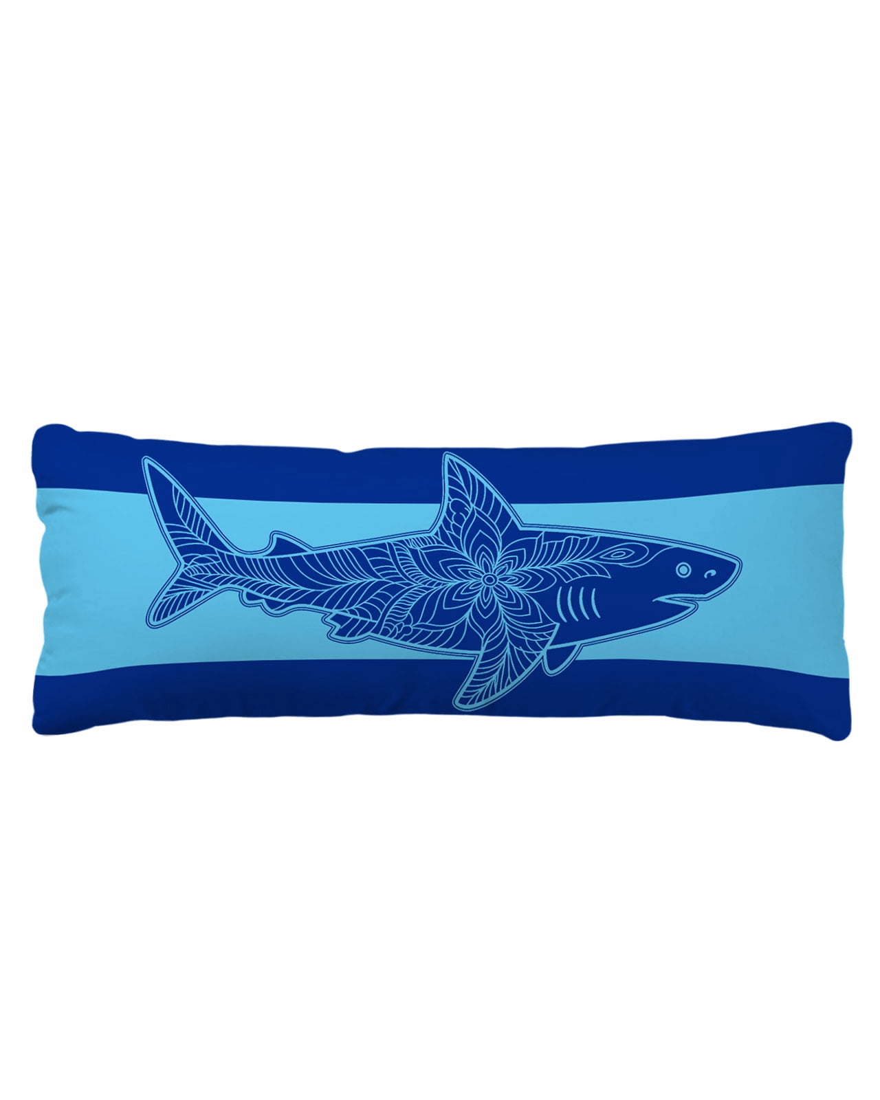 Aqua Navy Blue Shark Body Pillow Cover 20x54, Summer Beach Coastal ...