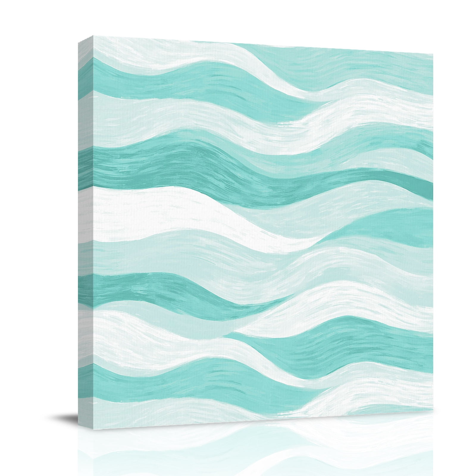 Aqua Ocean Waves Canvas Wall Art for Living Room, Abstract Modern Ombre ...