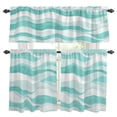 Aqua Ocean Waves Kitchen Curtains Set for Windows, Abstract Modern ...