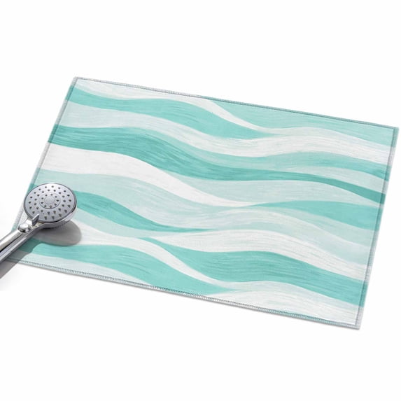 Aqua Ocean Waves Washable Area Rug 2 x 3 ft Abstract Modern Ombre ...
