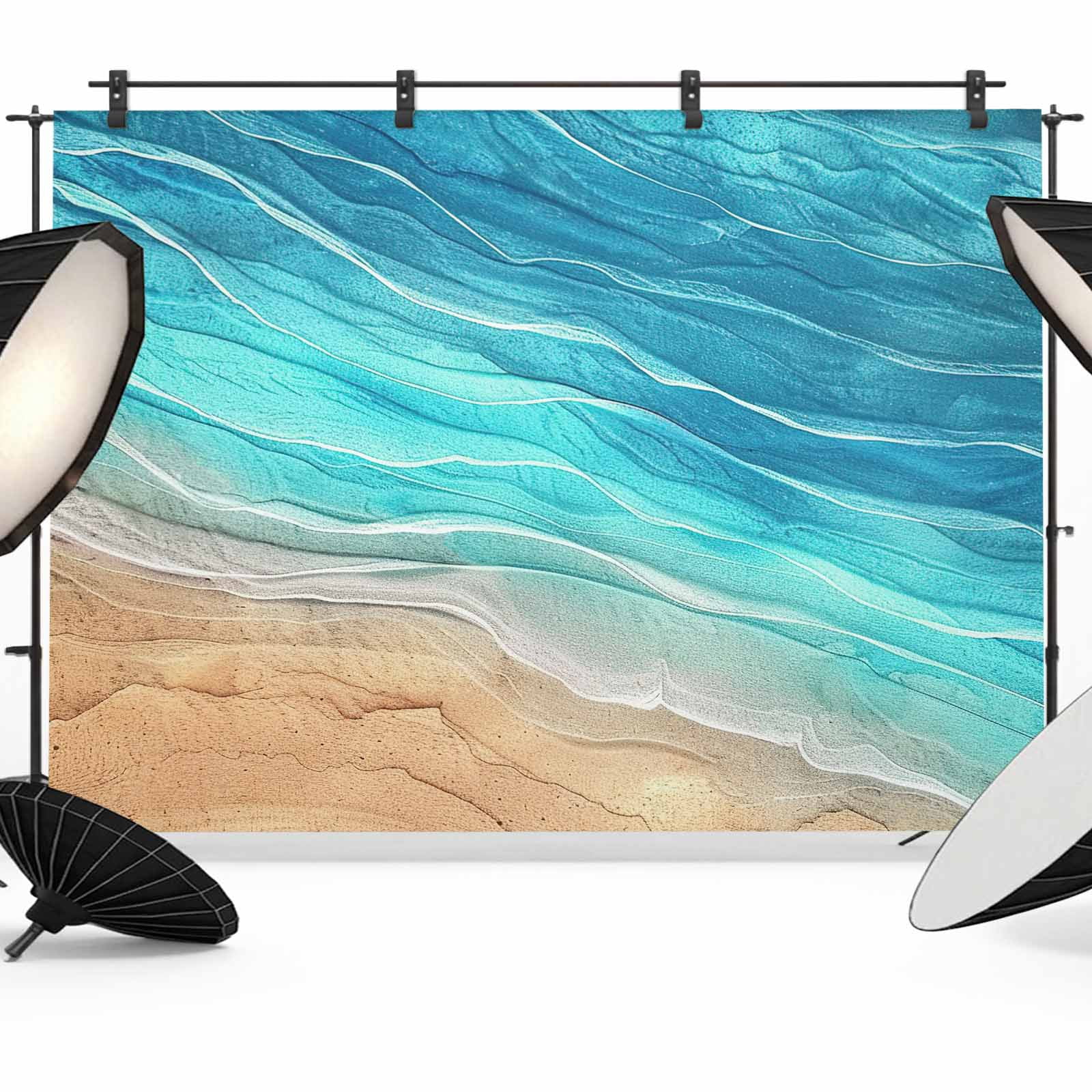 Aqua Ombre Coastal Backdrop for Photography,Fabric Photo Background ...