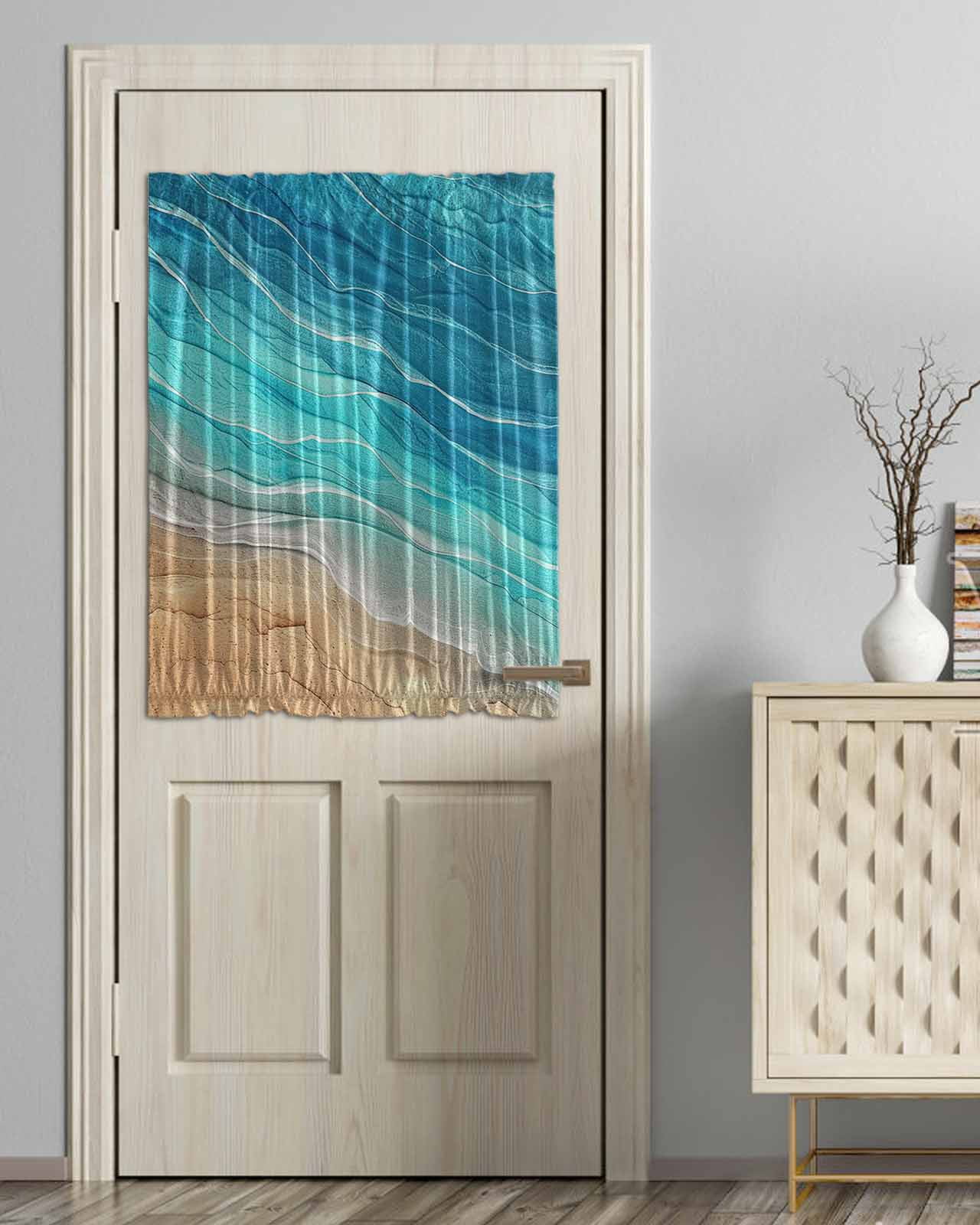 Aqua Ombre Coastal Blackout Curtains, French Door Curtains for Door ...