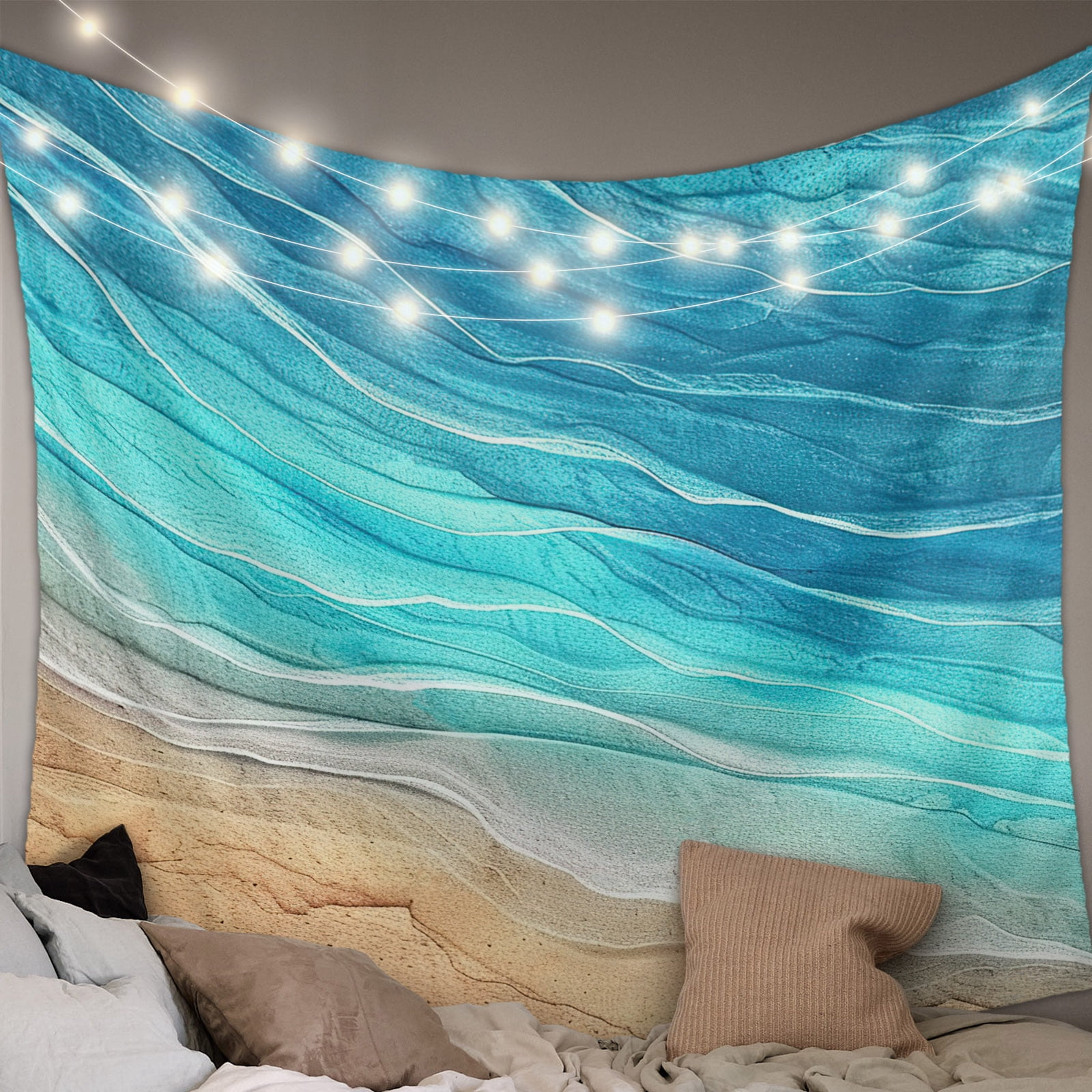 Aqua Ombre Coastal Small Tapestry for Bedroom Wall Hanging Tapestry ...