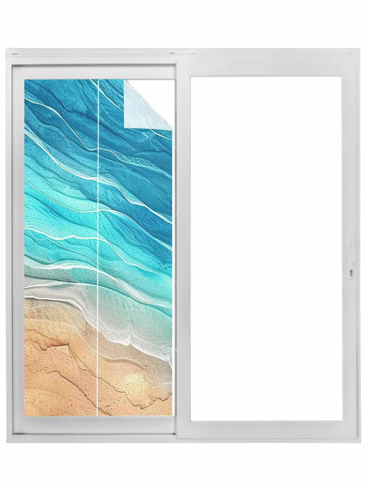 Aqua Ombre Coastal Window Privacy Film, Summer Nautical Beach Ocean ...