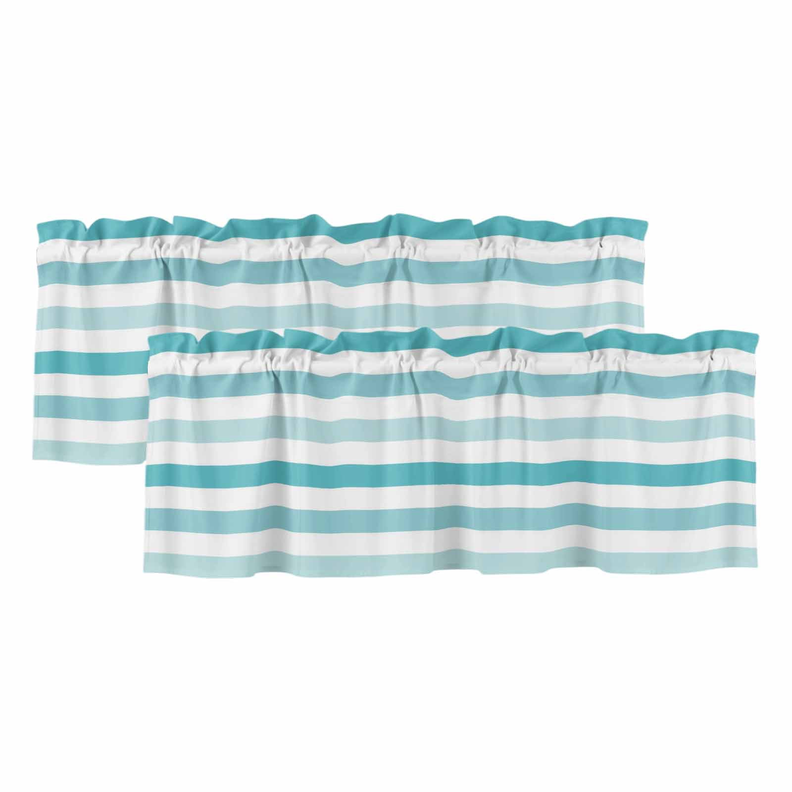 Aqua Ombre Grey Striped Curtain Valances for Windows, Kitchen Valance ...