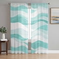 Aqua Ombre Sheer Curtains 84 Inch Length 2 Panels Set, Modern Moire ...