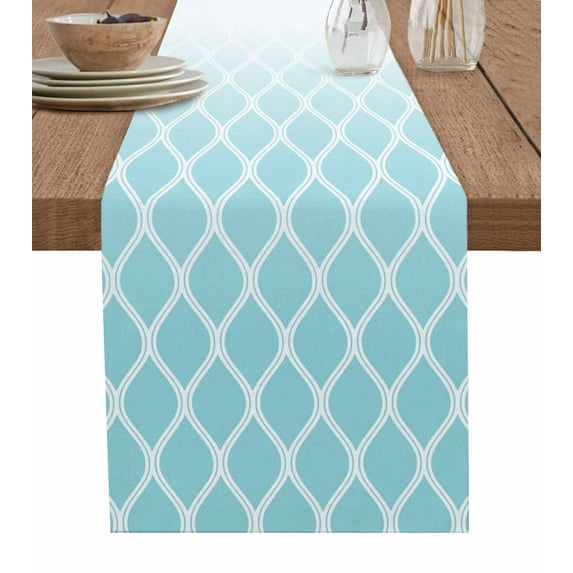 Aqua Ombre Stripe Burlap Cotton Table Runner 16x72 Inches Long, Modern ...
