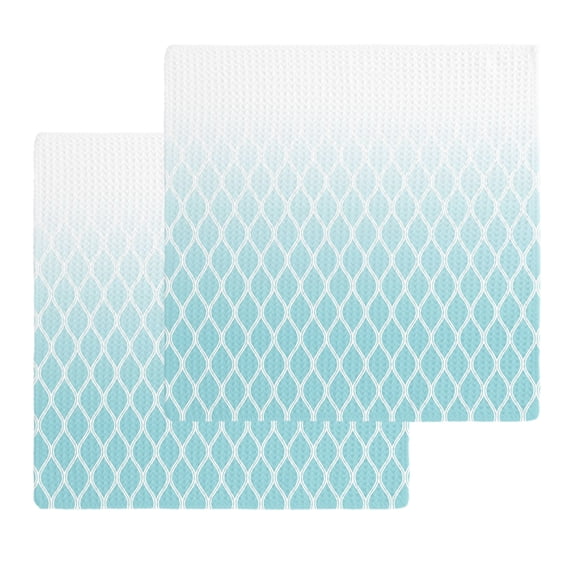 Aqua Ombre Stripe Kitchen Dish Towels for Drying Dishes Set of 2 ...