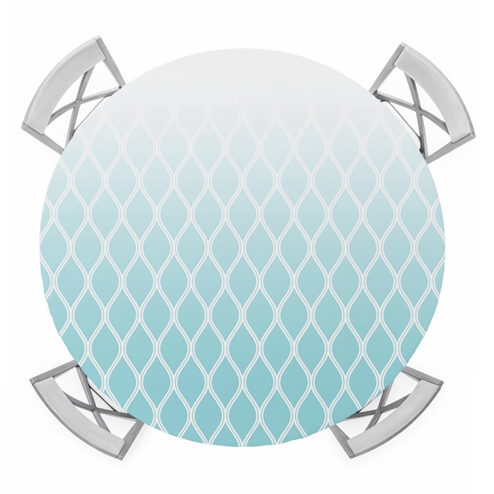 Aqua Ombre Stripe Round Tablecloth for 36-44 Inch Tables,Fitted Table ...