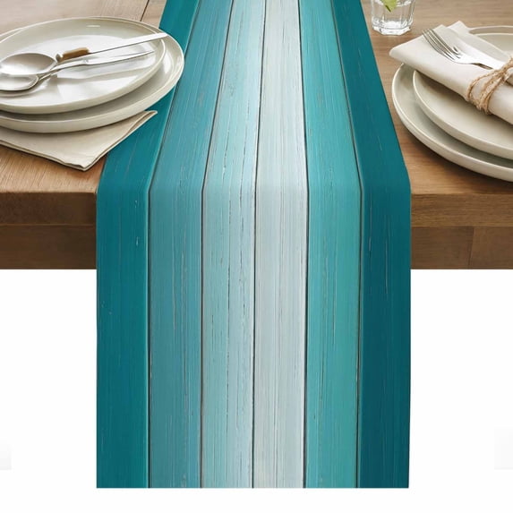 Aqua Ombre Table Runner - 120 Inch Long, Kitchen Dining Table Runner ...
