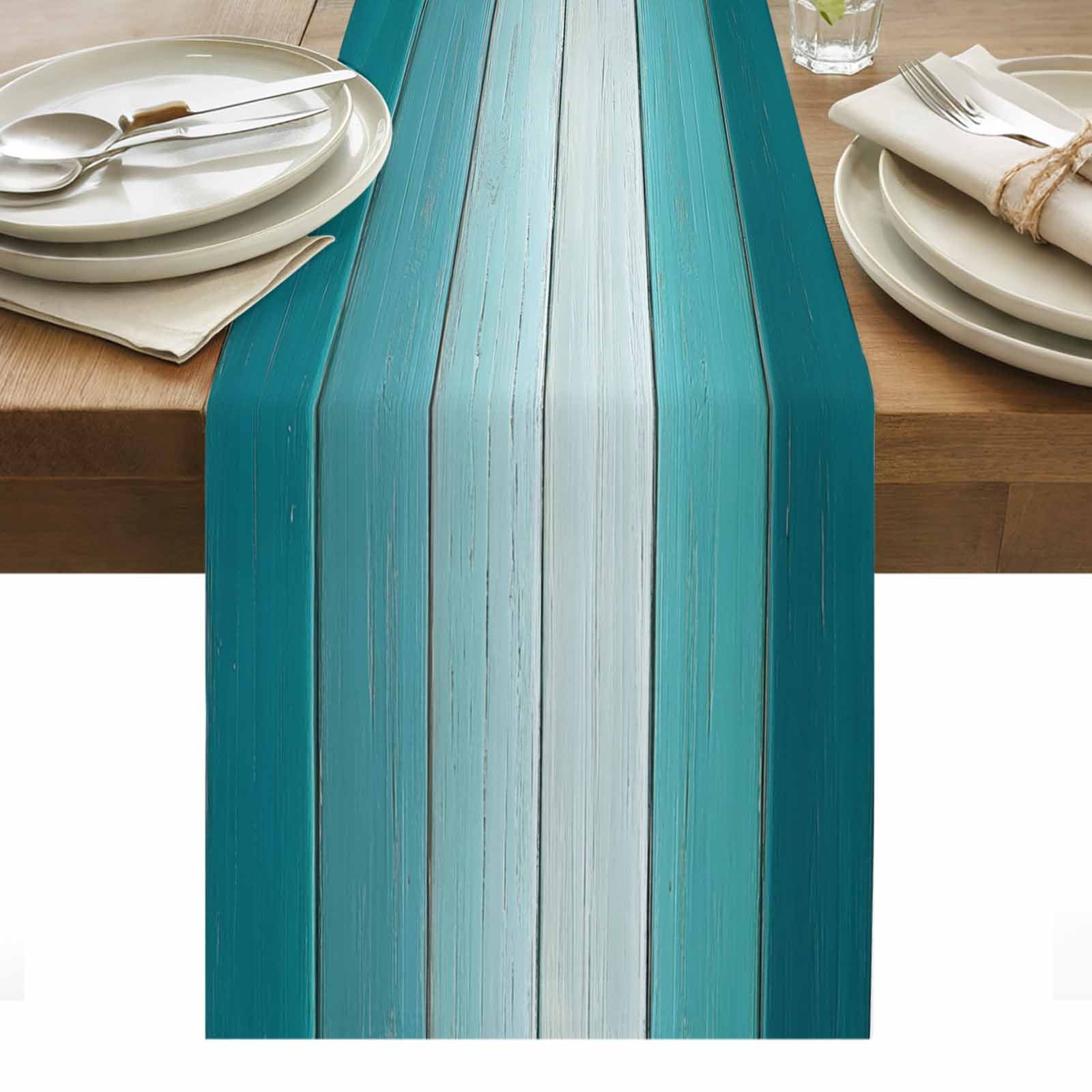 Aqua Ombre Table Runner - 72 Inch Long, Kitchen Dining Table Runner ...