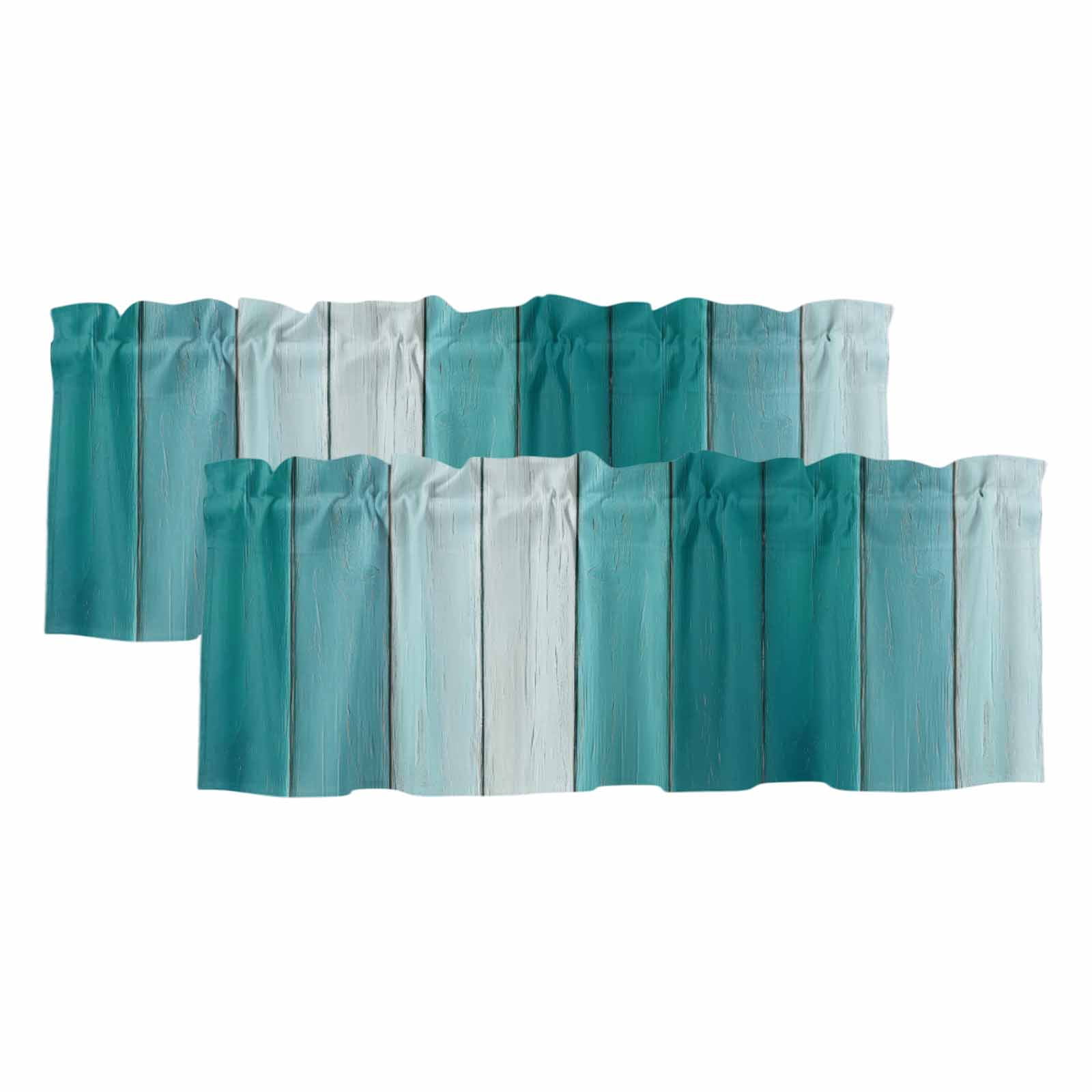 Aqua Ombre Valances for Windows, Decorative Rod Pocket Window Valance ...