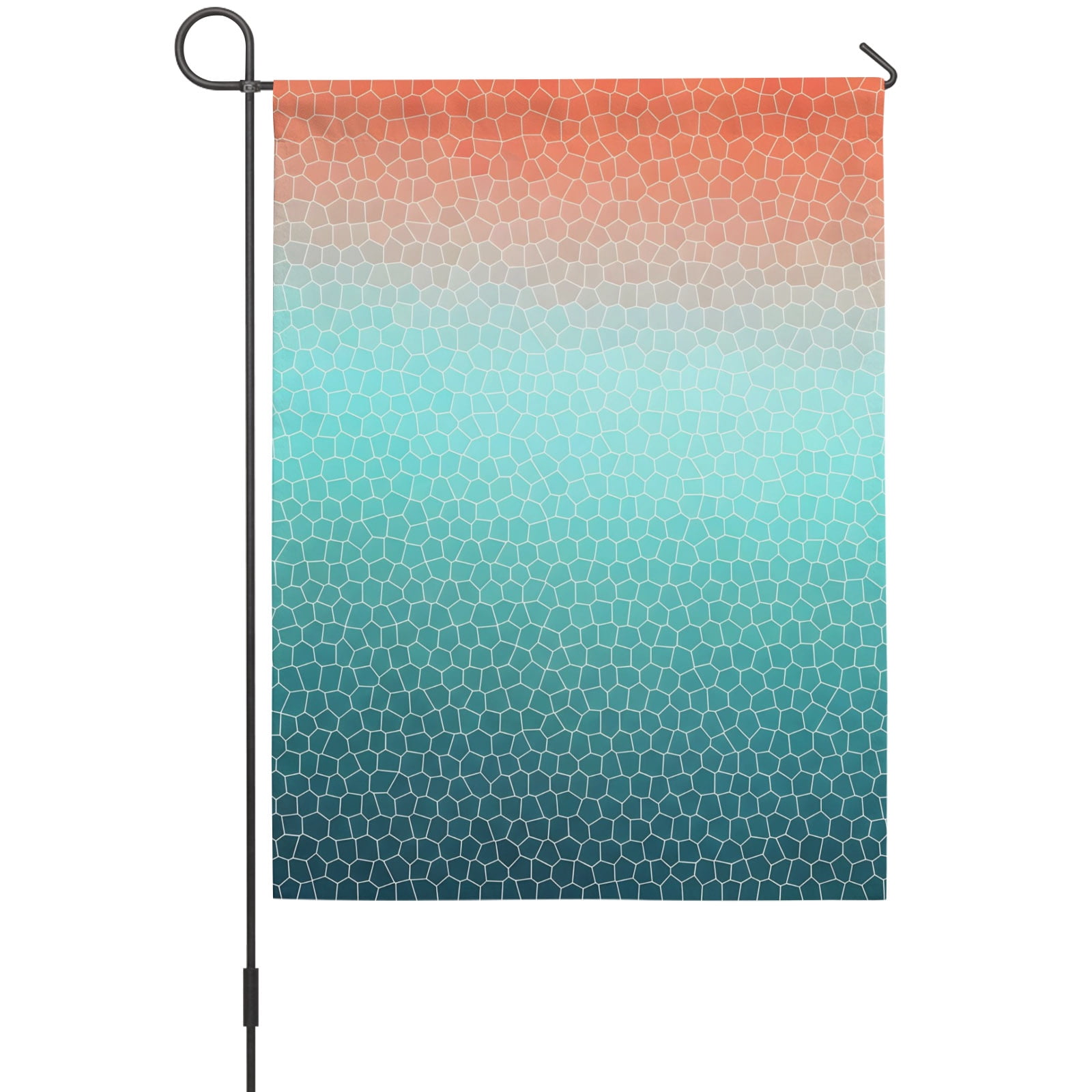 Aqua Orange Mosaic House Flag 28 x 40 Inches, Minimalist Abstract ...
