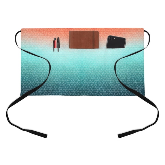 Aqua Orange Mosaic Kitchen Restaurant Half Waist Apron, Minimalist ...