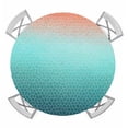 Aqua Orange Mosaic Round Table Cover, Minimalist Abstract Hexagonal ...